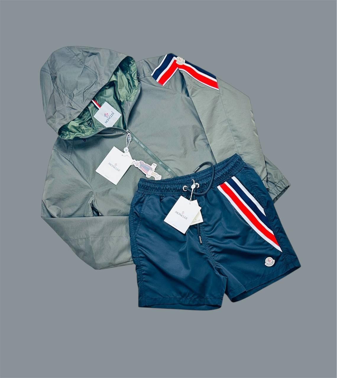 Moncler Tricolor Jackets & Shorts Sets For Men's in Different Colors