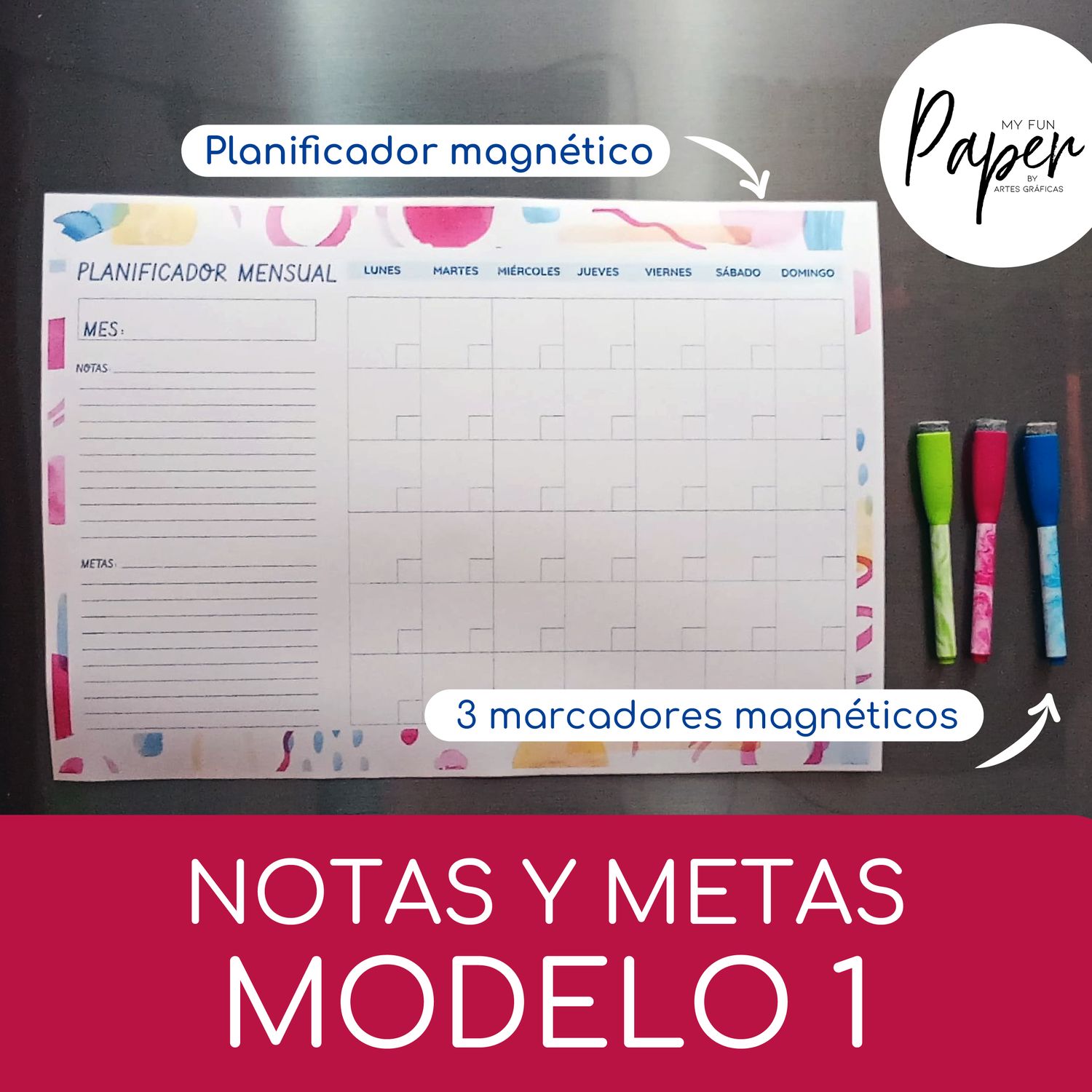 Pizarra magnética NOTAS Y METAS MODELO 1