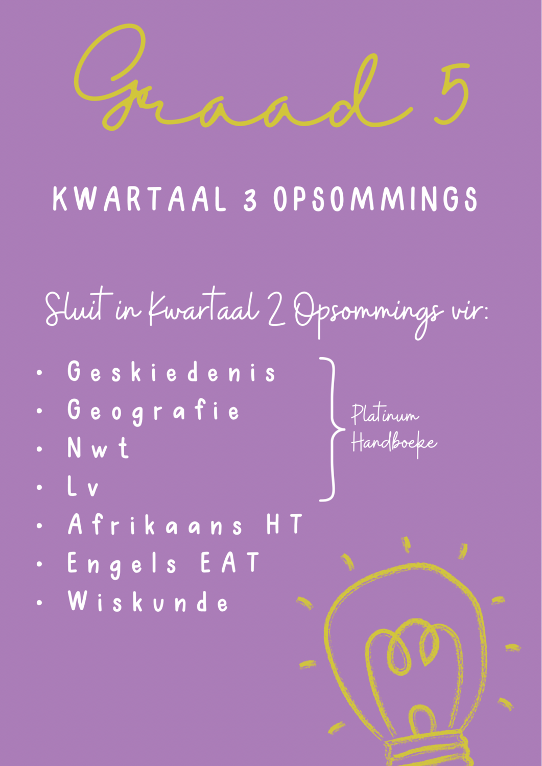 Graad 5 Kwartaal 3 Opsommings Pakket