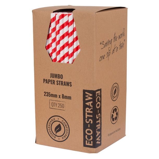 Straw Paper 3ply Jumbo Red/White Stripe | B