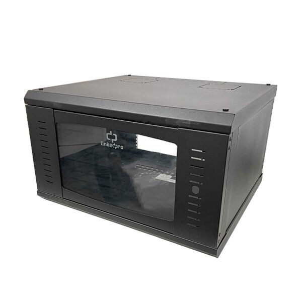 19" Wall Mounted 6U Server Rack W/ Hinged Front Glass Door