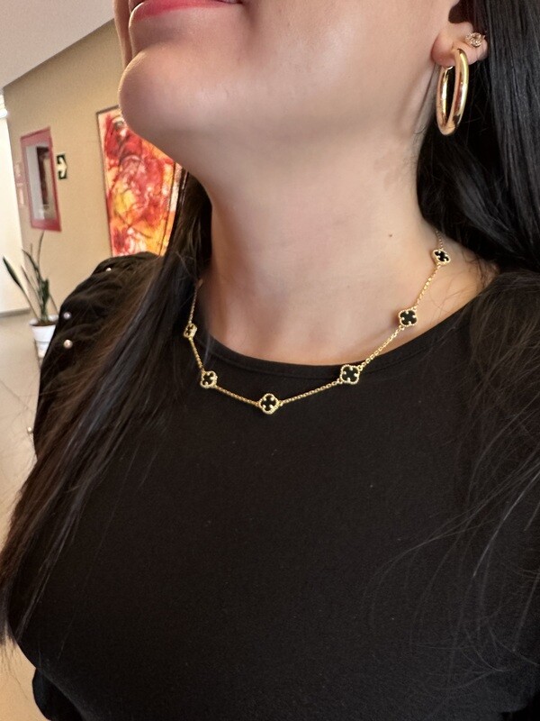 Cadena Van Cleef de Plata italiana 925 con baño de oro 14k