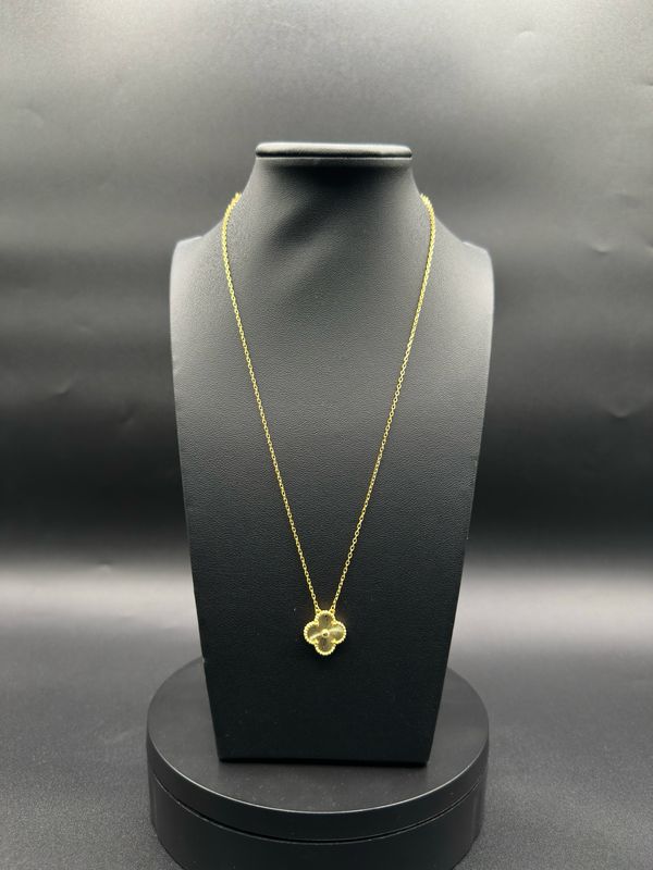 Cadena Estilo Van Cleef con Trébol 15mm en Plata 925 con Oro 14k – 45cm