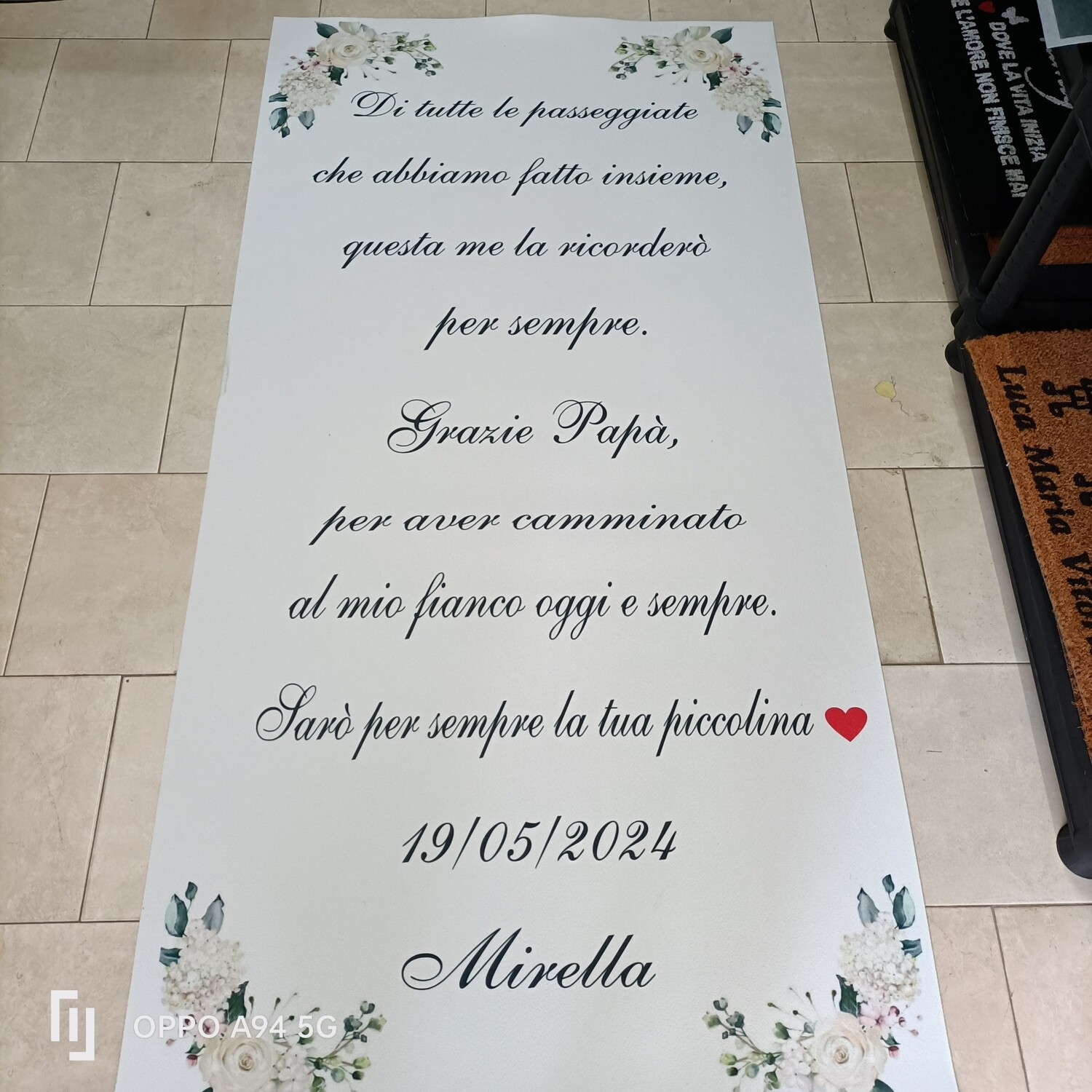 Tappeto Personalizzato per matrimonio con decorazioni