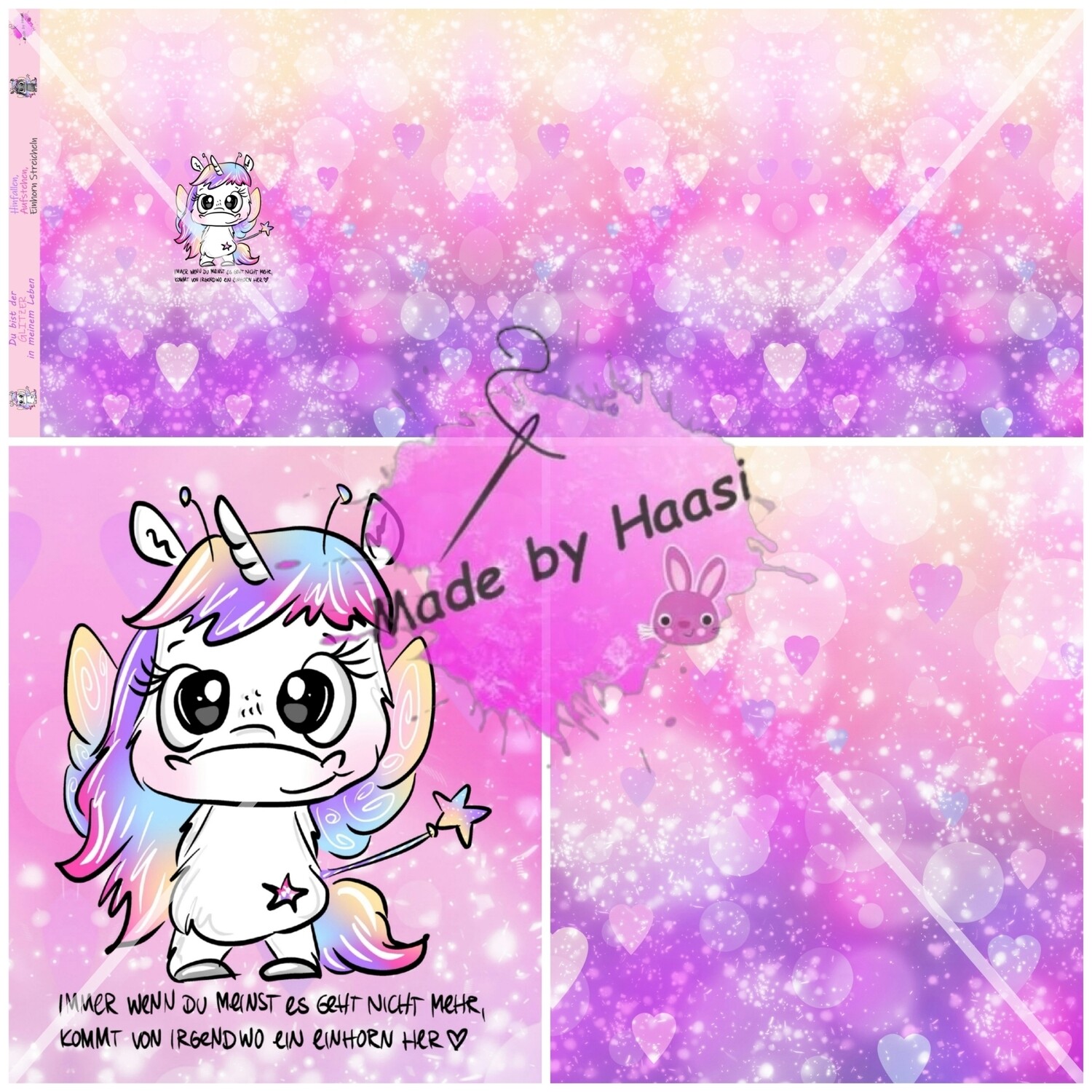 Panel Einhorn Pink Lila Bio Jersey