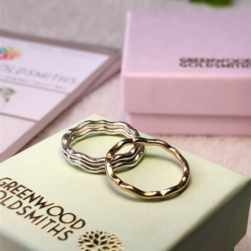 Stacking ripple rings in silver