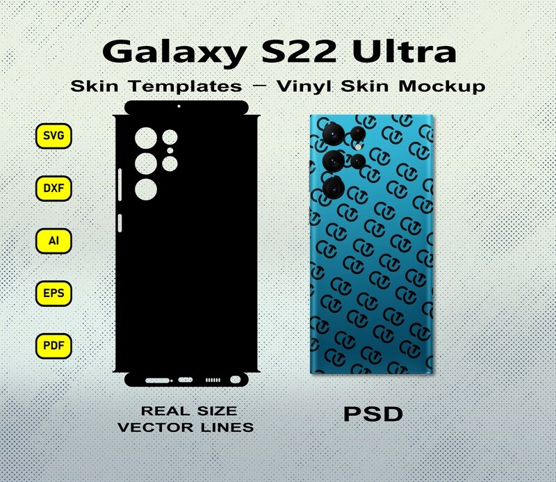 Samsung Galaxy S22 Ultra 5G Vector Skin Templates + PSD Mockup