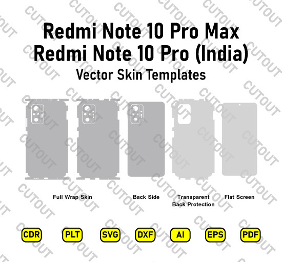 Redmi Note 10 Pro Max - Redmi Note 10 Pro (India) Vector Skin Cut Files