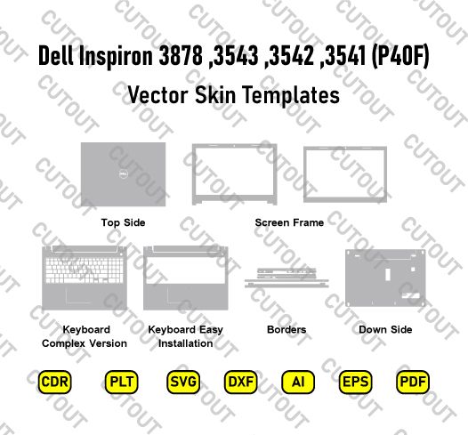 Dell Inspiron 3541, 3542, 3543, 3878 (P40F) Vector Skin Cut Files Template