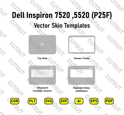 Dell Inspiron 5520, 7520 (P25F) Vector Skin Cut Files Template