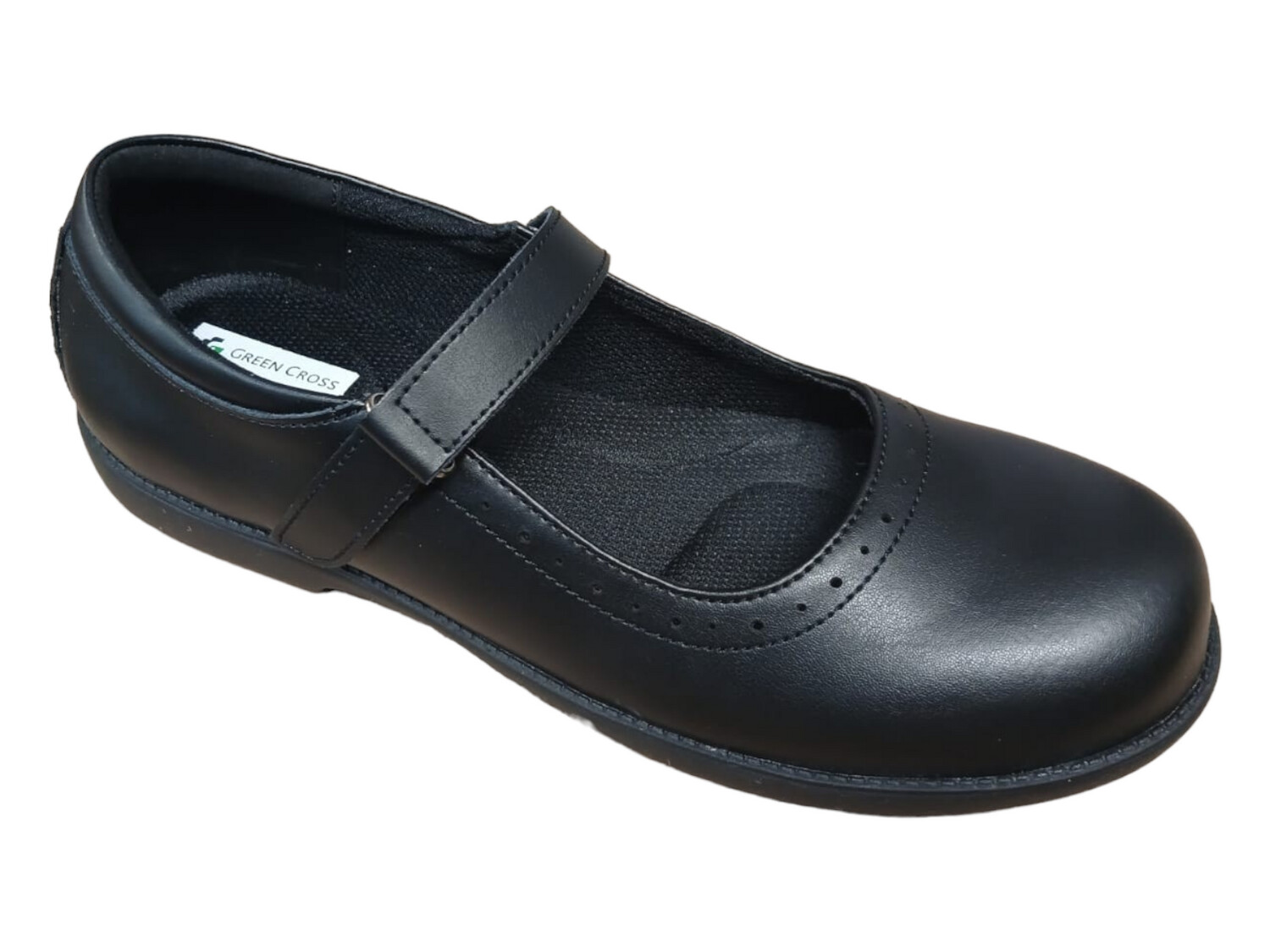 Green Cross | Girls Mary Jane School Shoes | Black