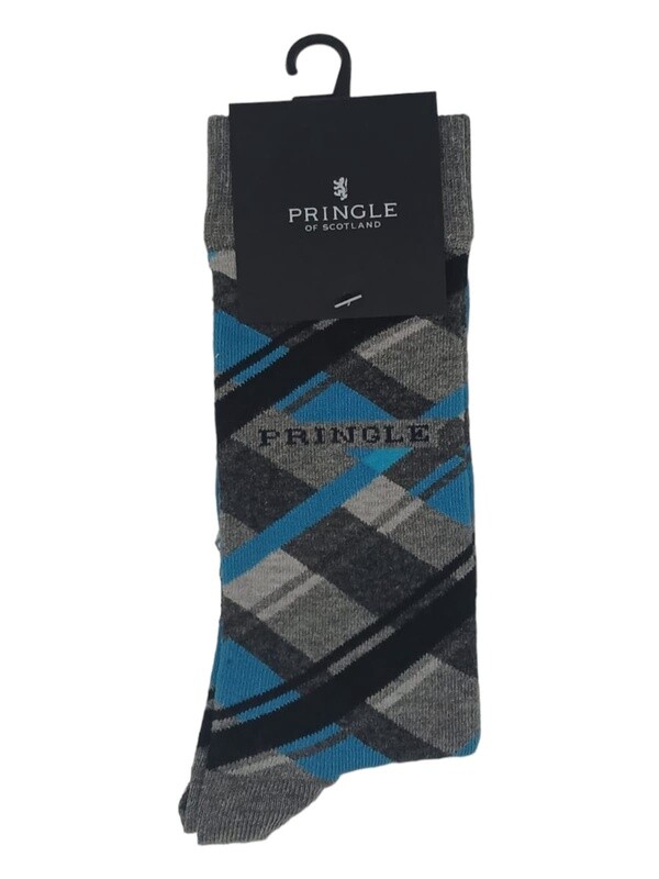 Pringle | Ernest Check Socks | Blue