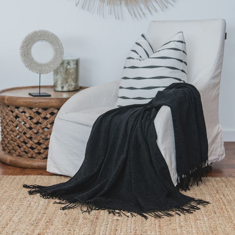 Aranda | Chenille Throw | 130x180 | Black