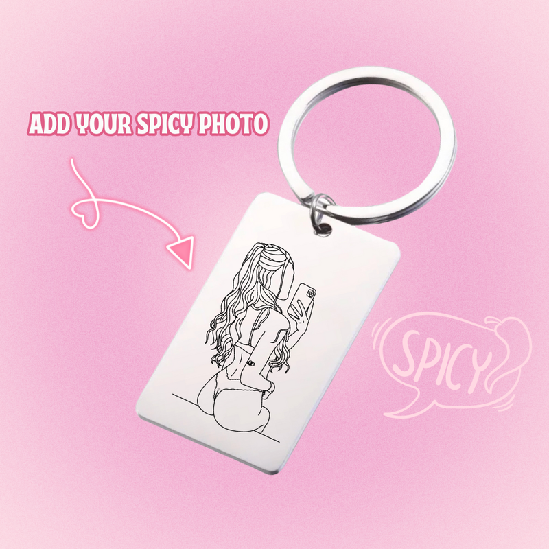 SPICY Engraved Photo KeyChain - Text on Back Option