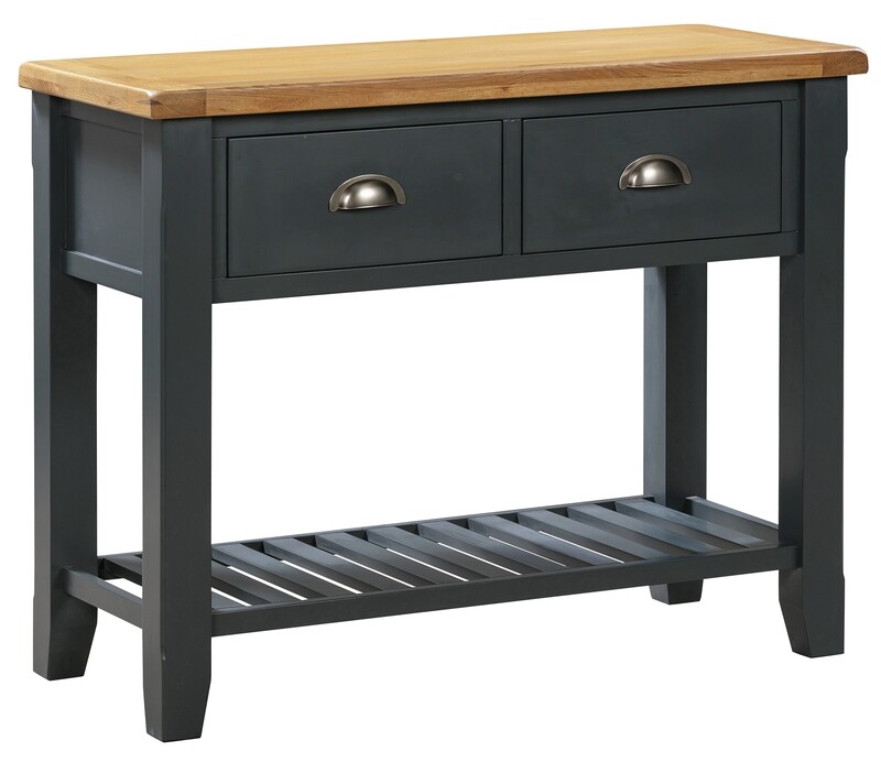 Capri Oak Large Console Table - Midnight Blue | Oak - Caffrey's ...