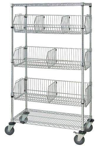Post mounted Basket Carts compatible with wire shelving