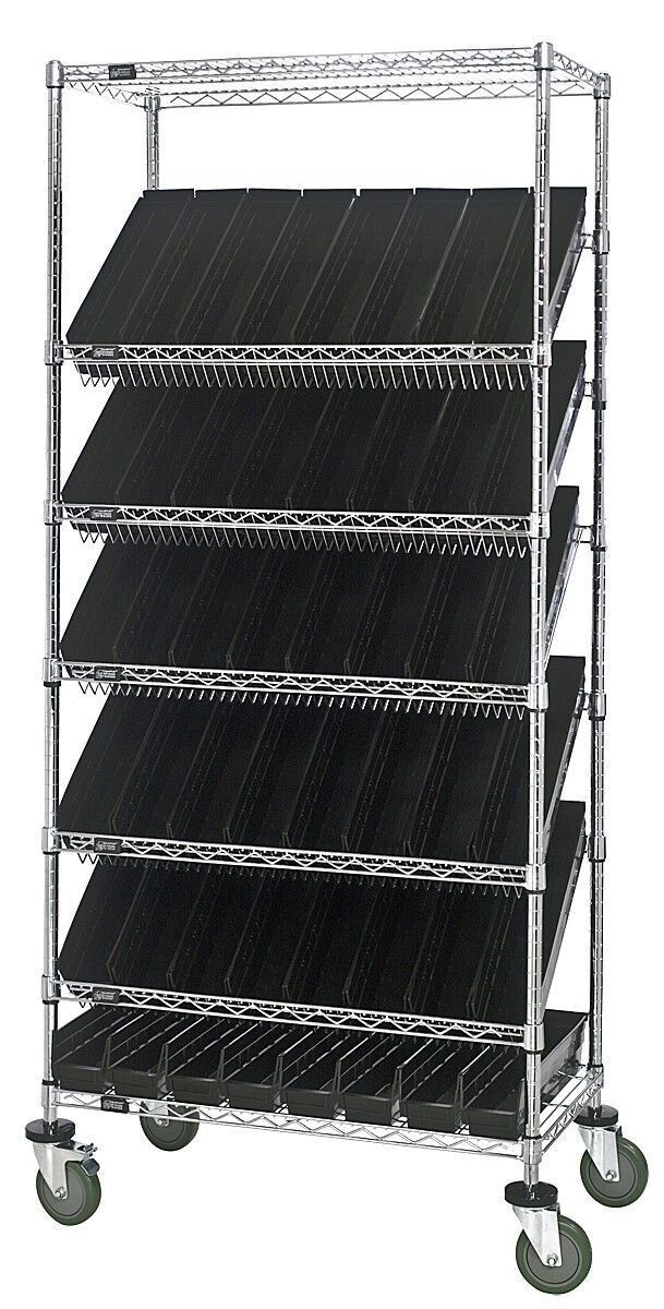 Slanted shelving with 18" long shelf bins - MWRS-7-103
