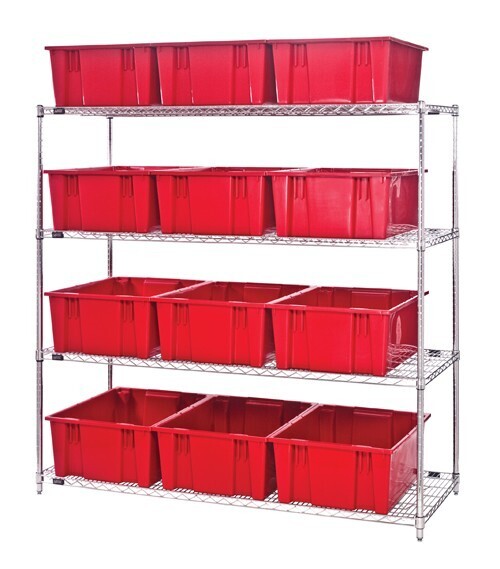 Wire Shelving with Stack and Nest totes