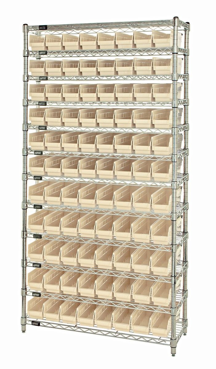 WR12-105 - 24" deep shelving with 4" wide bins