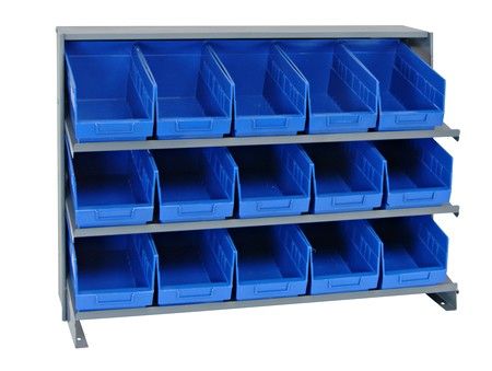 QPRHA-202 sloped shelving w/12x6x4" bins