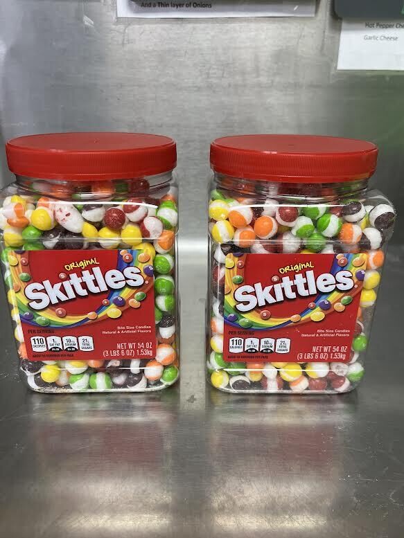 1- large container Freeze Dried skittles Pick up February 2nd & 3rd