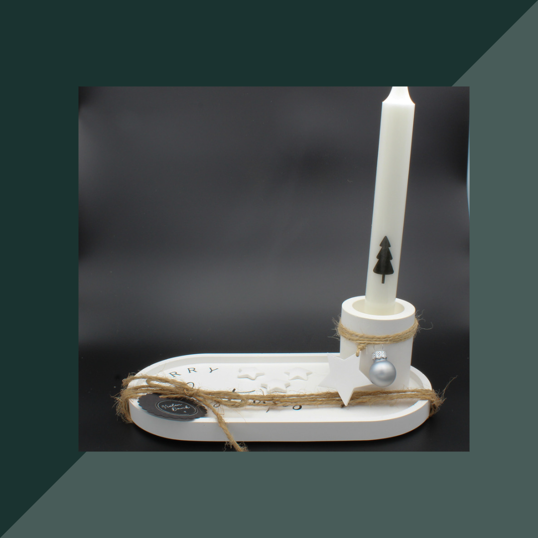 Tablett oval Raysin + Kerze