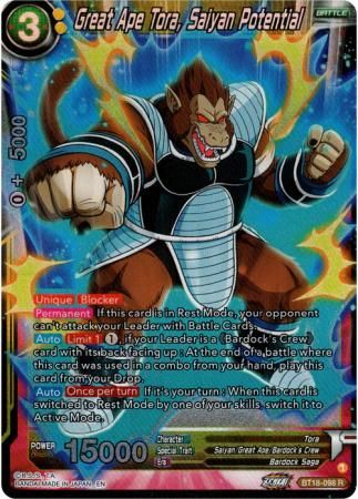 Great Ape Tora, Saiyan Potential - BT18-098 - Rare Foil Dawn of the Z-Legends Foil Singles