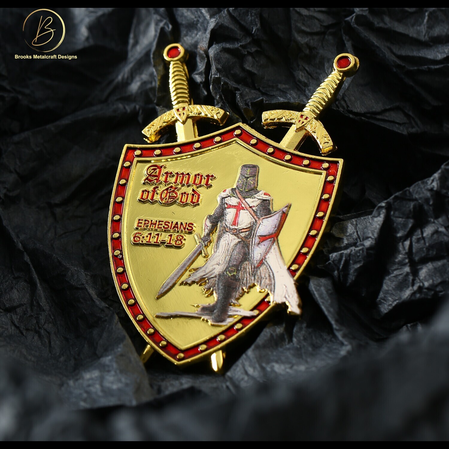3D Knights Templar Gold Armor of God Eph. 6:11-18 Christian Coin
