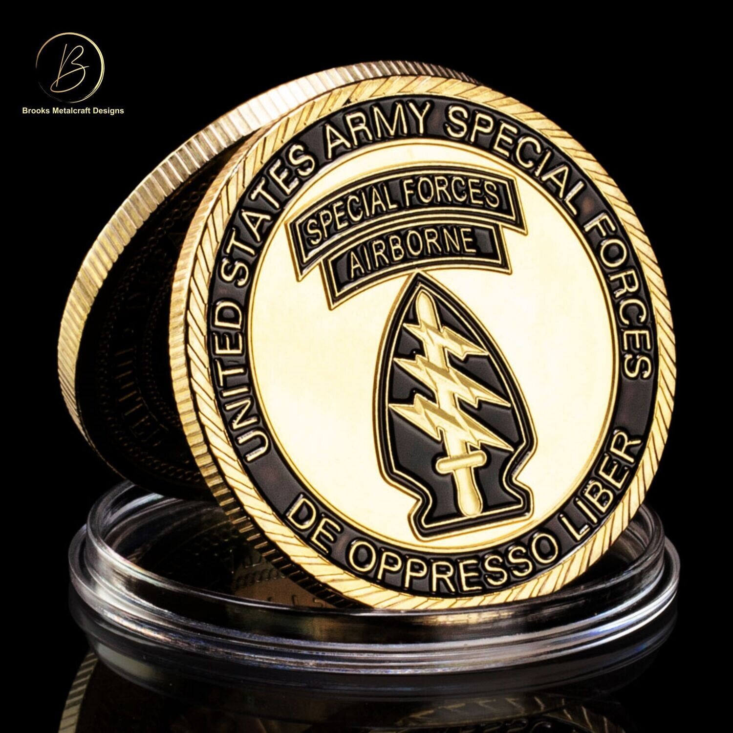 Army Special Forces De Oppresso Liber Airborne Gold Challenge Coin