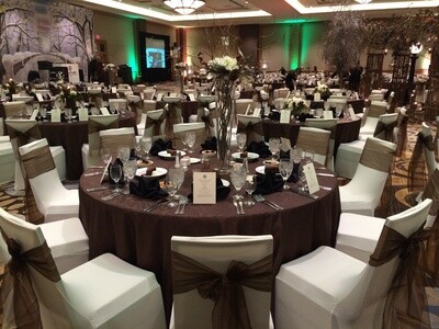 Ivory Spandex Chair Covers | AM Linen Rental - Show Now | Tablecloth ...