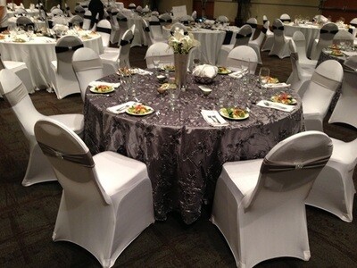 White Spandex Chair Covers | AM Linen Rental - Show Now | Tablecloth ...