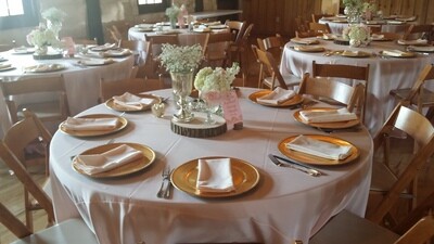 Blush Polyester Tablecloth Rental | AM Linen Rental - Show Now ...