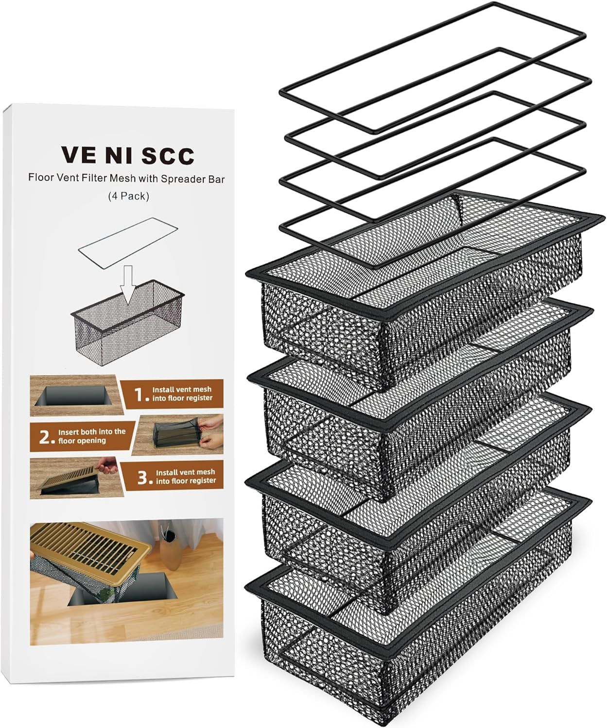 VENISCC Floor Register Cover Trap, 4 inchx10 inch, 4 Pack – Blue Ridge ...