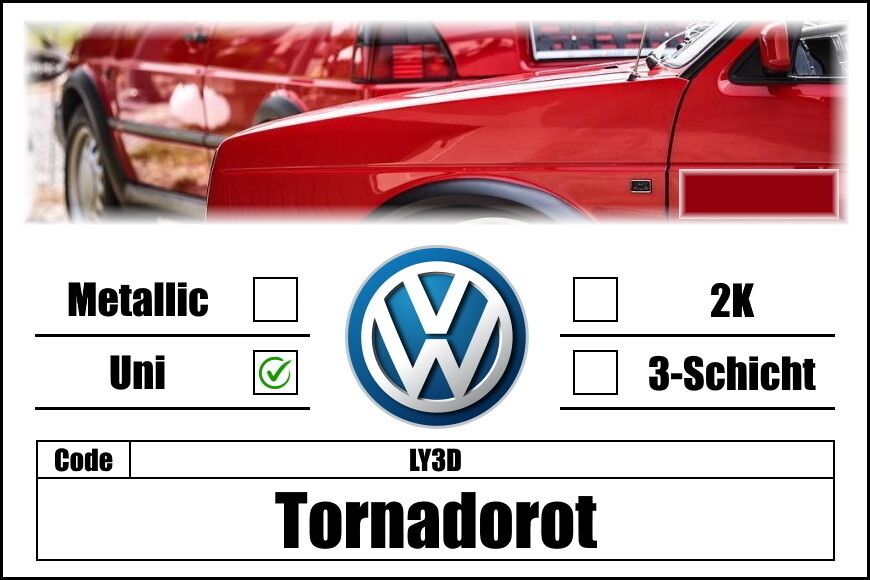 Airbrush Acryl-Lack - Volkswagen Tornadorot LY3D 10ml 30ml