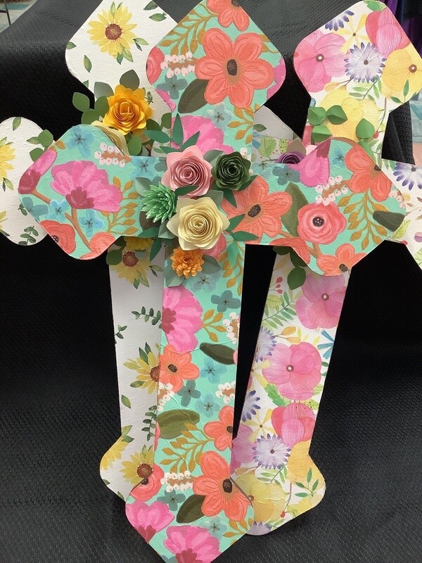 Large Decoupage Cross