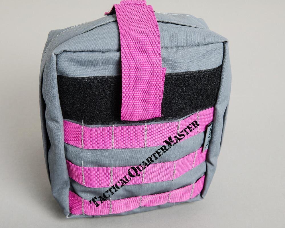 Individual First Aid Kit Molle Bag-Grey with Pink