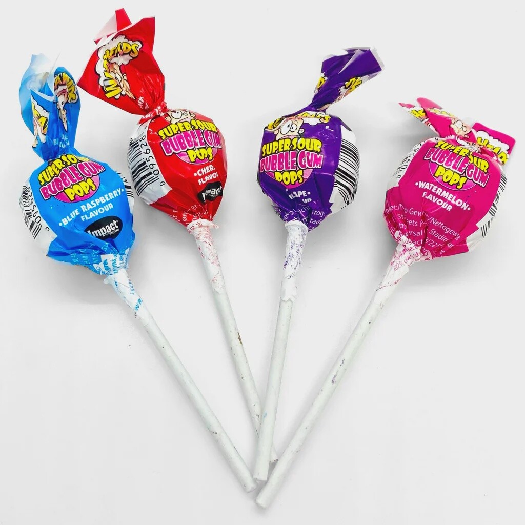 Warheads Super Sour Bubblegum Lollipop