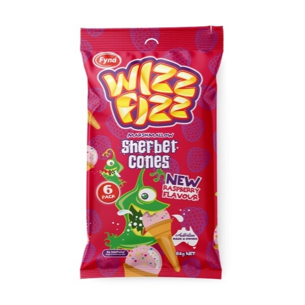 Wizz Fizz Sherbet Cones Raspberry 6pc