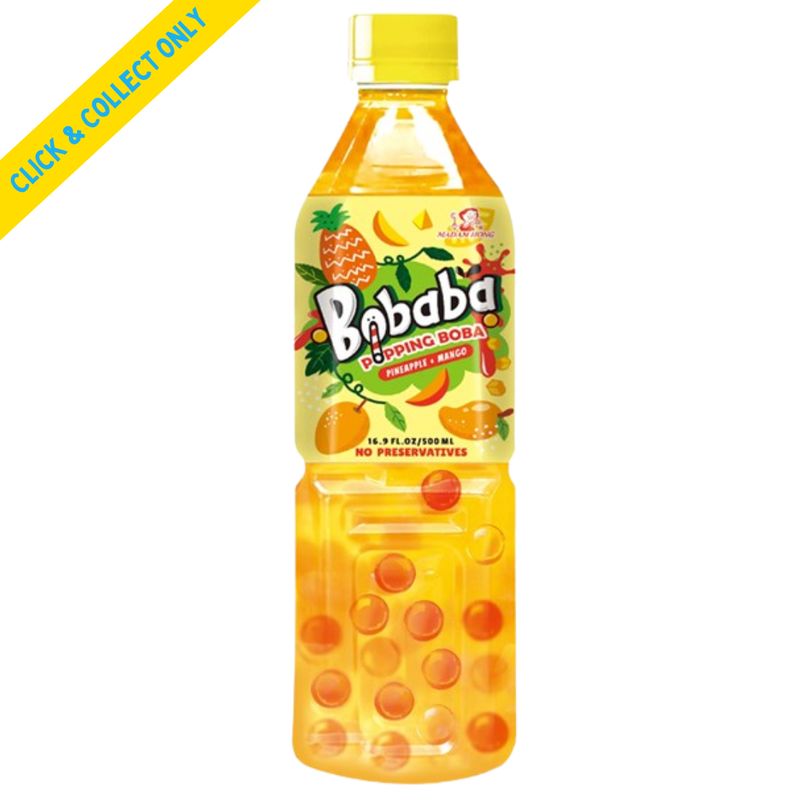 Bobaba Popping Soda Bubble Tea 500ml - Pineapple & Mango