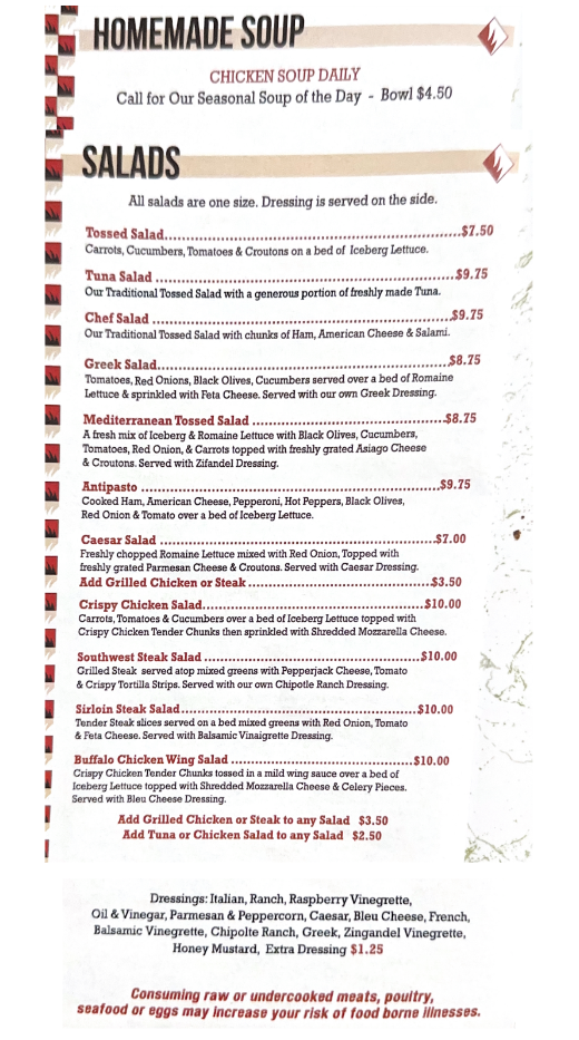 Exeter Menu