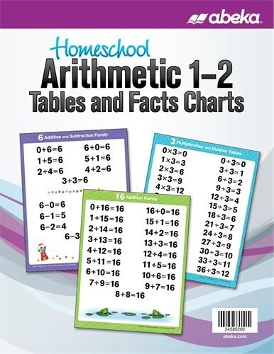 Used Abeka Arithmetic 1-2 Tables and Facts Charts