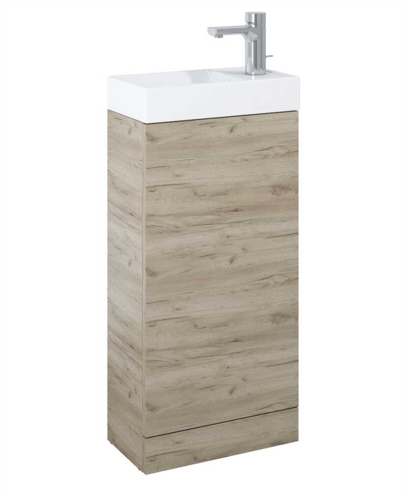 SONAS Basle 40cm Craft Oak Space Saving Cloakroom Vanity Unit