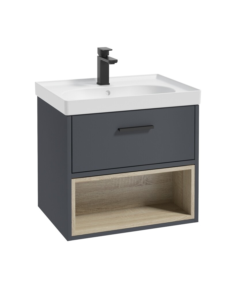 SONAS Malmo 60cm Wall Hung Vanity Unit with Matt Basin Night Sky Blue ...