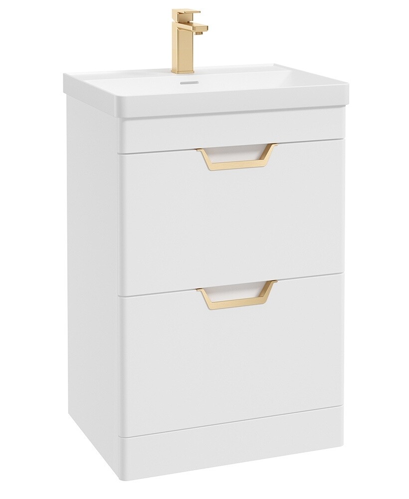SONAS Freya 60cm 2 Drawer Floor Standing Vanity Unit White Matt ...