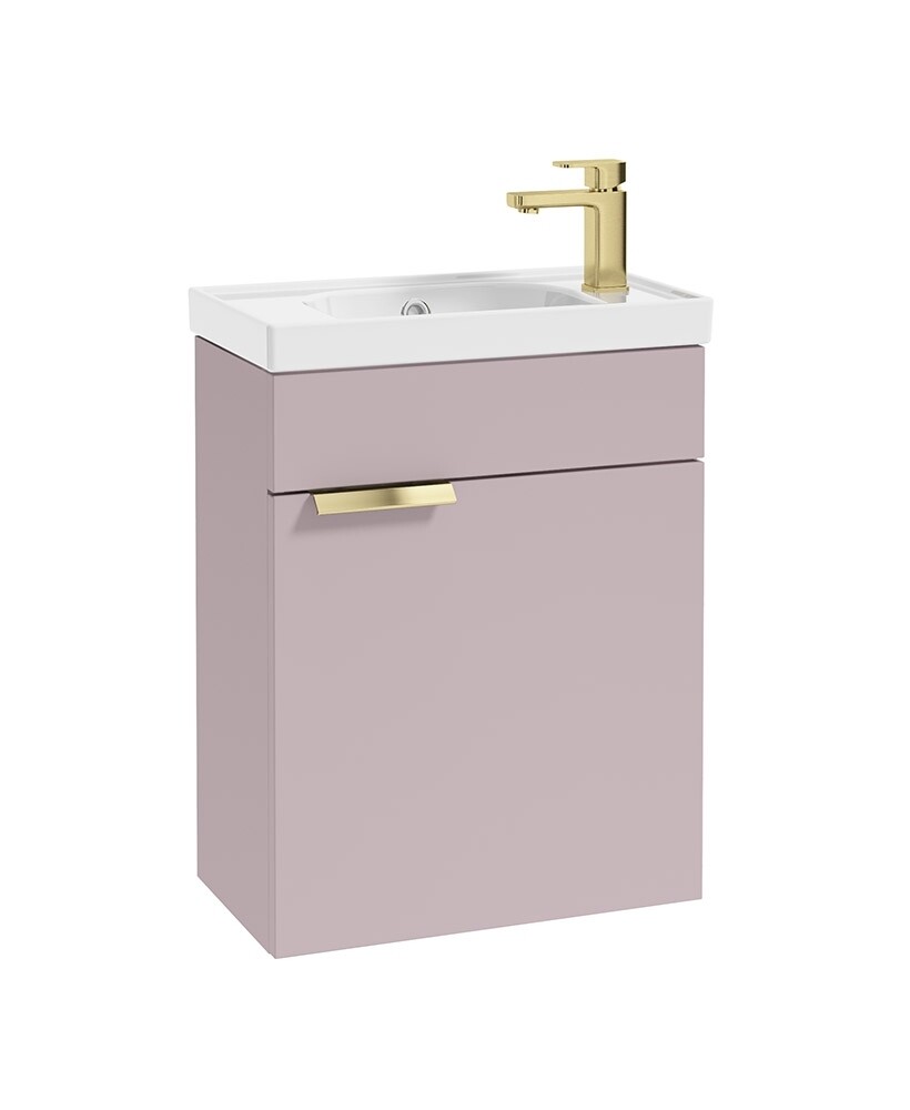 SONAS STOCKHOLM 50cm Wall Hung Cloakroom Matt Cashmere Pink Vanity Unit ...