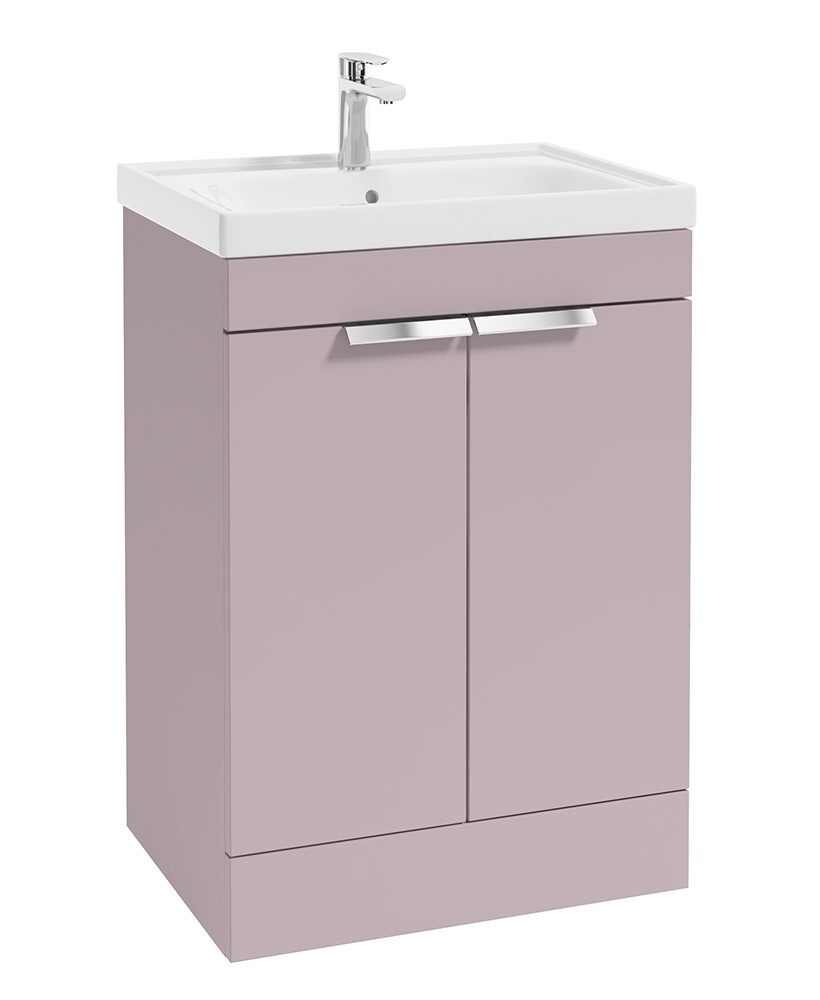 SONAS STOCKHOLM 60cm Two Door Floor Standing Matt Cashmere Pink Vanity ...