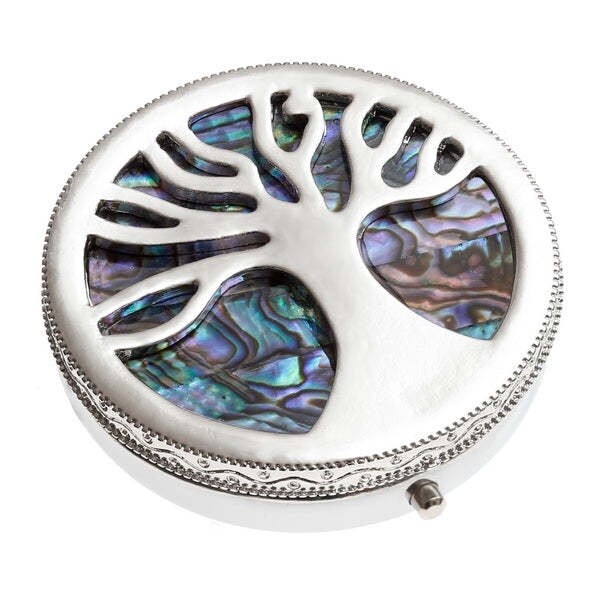 PAUA SHELL Jewellery inlaid Paua shell Tree of Life Pill Box.