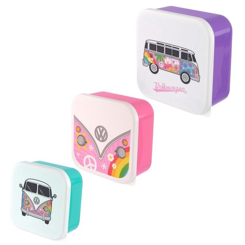 Volkswagen- Set of 3 Lunch Box Snack Pots M/L/XL - Summer Love VW T1 ...
