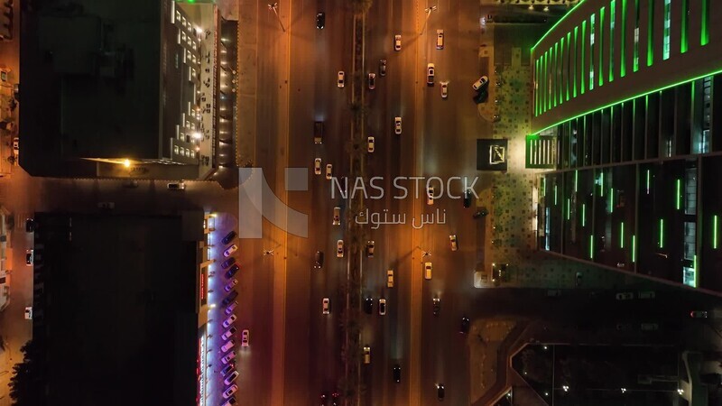 drone footage of car traffic on the highway in Riyadh, tourism in Saudi ...