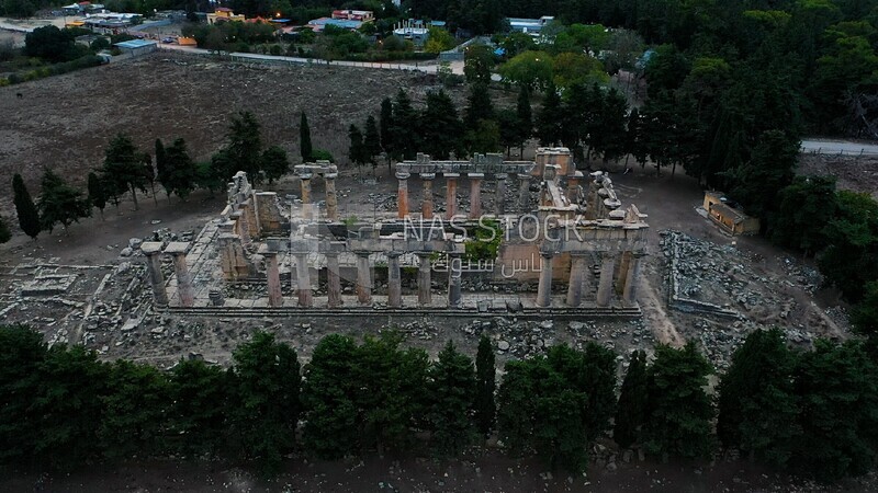 drone footage of the Temple of Zeus, Cyrene, Libya, history of Libya ...